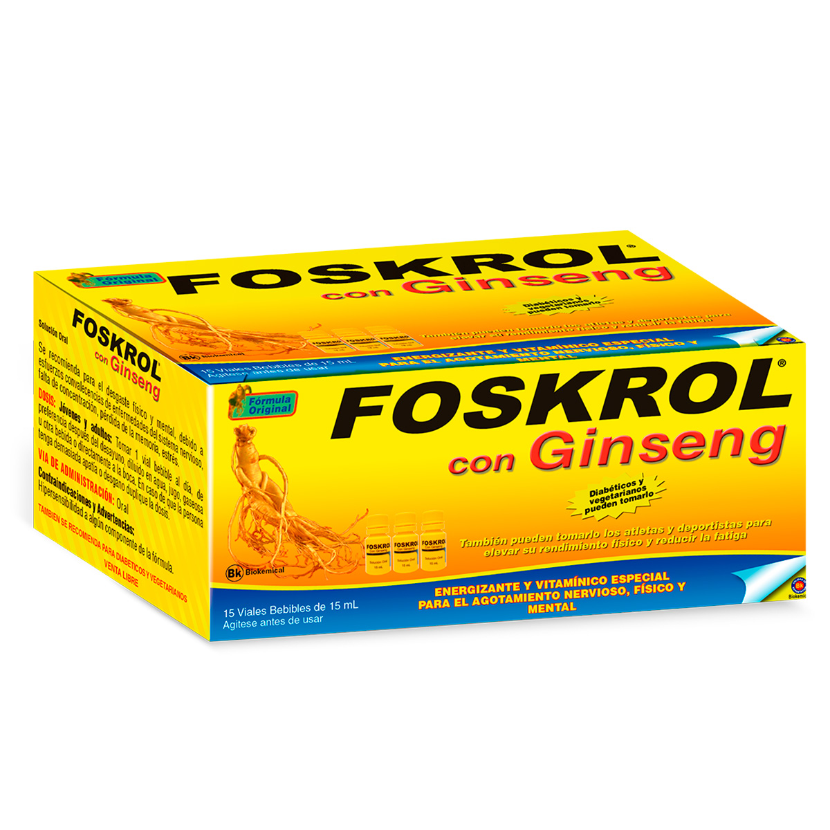 FOSKROL CON GINSENG X 15 VIALES BEBIBLES - Farmacias San Nicolás